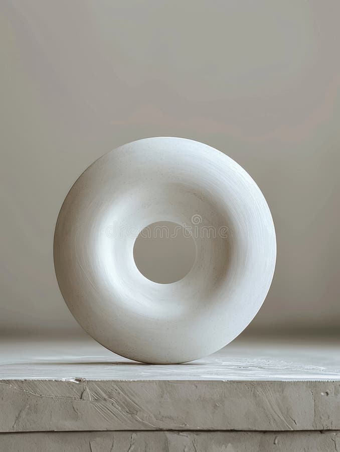 Abstract White Circular Sculpture on a Minimalist Background Stock ...