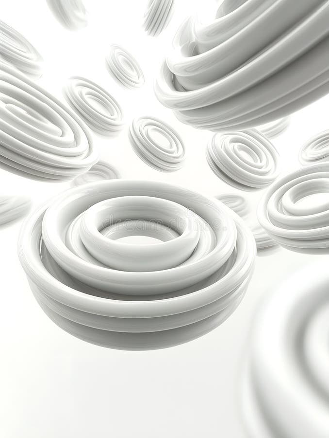 Abstract White Circular Shapes in Motion Stock Image - Image of white ...