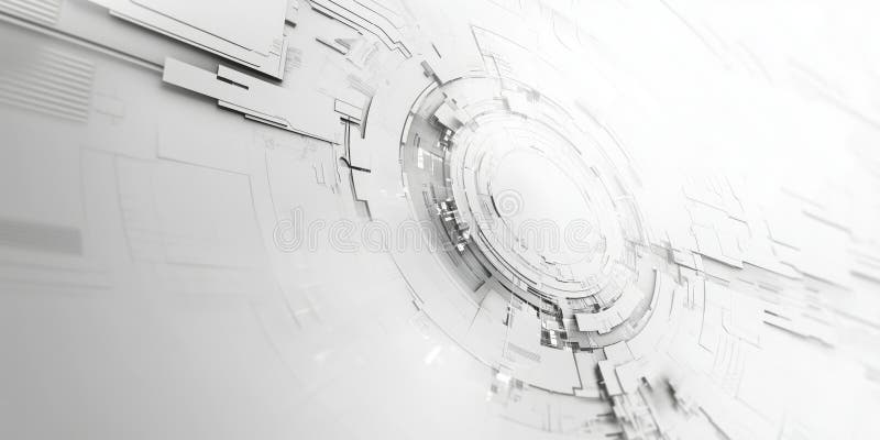 Abstract White Circular Technology Pattern with Geometric Layers ...