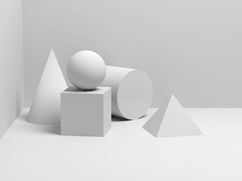 3d Still Life, Primitive Geometric Shapes Stock Illustration ...