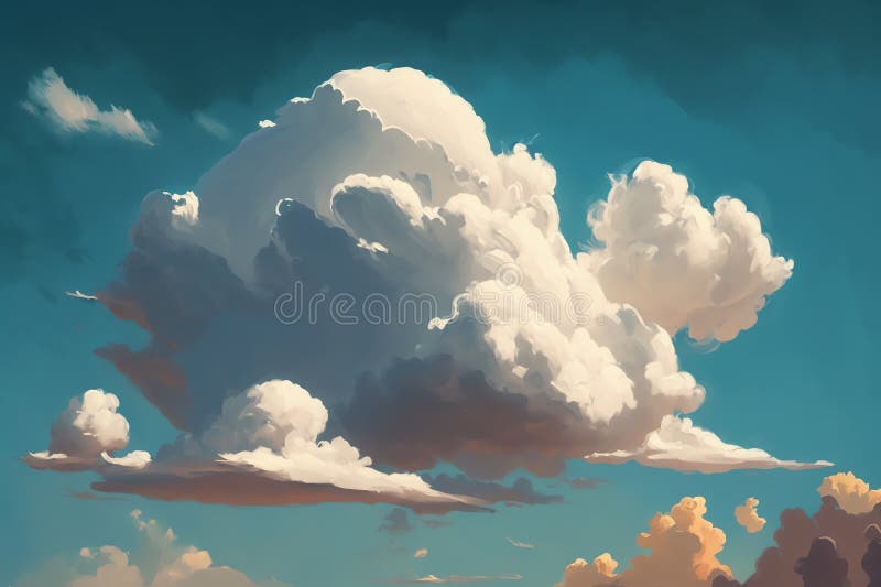 Abstract White Clouds on Blue Sky. Cartoon Clouds. Drawing Cloudy Sky ...