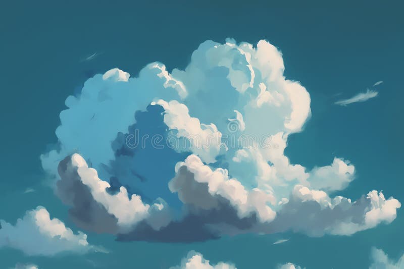 Abstract White Clouds on Blue Sky. Cartoon Clouds. Drawing Cloudy Sky ...