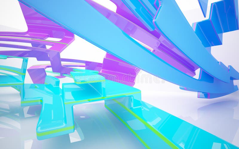 Abstract White and Colored Gradient Parametric Interior with Window ...