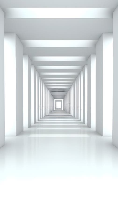 Abstract White Corridor with Geometric Patterns Stock Illustration ...
