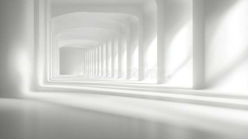 Abstract White Corridor with Light and Shadow Stock Illustration ...
