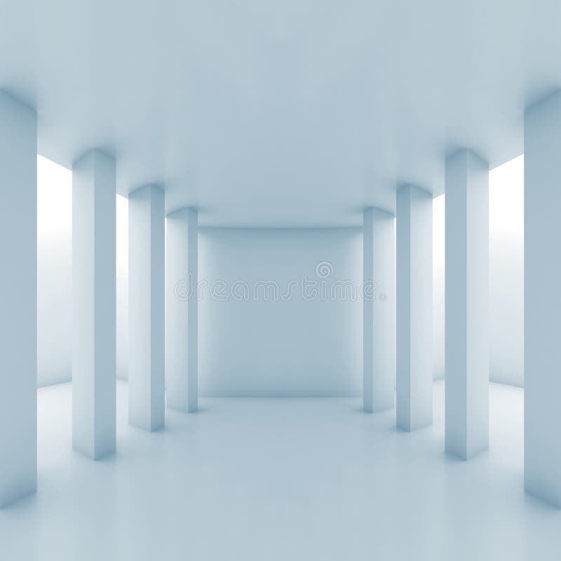 Abstract White Corridor Perspective with Columns Stock Illustration ...