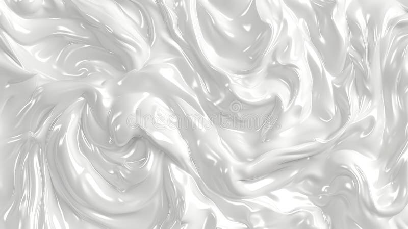 Abstract White Creamy Swirls Background, Smooth and Shiny Wavy Fluid ...
