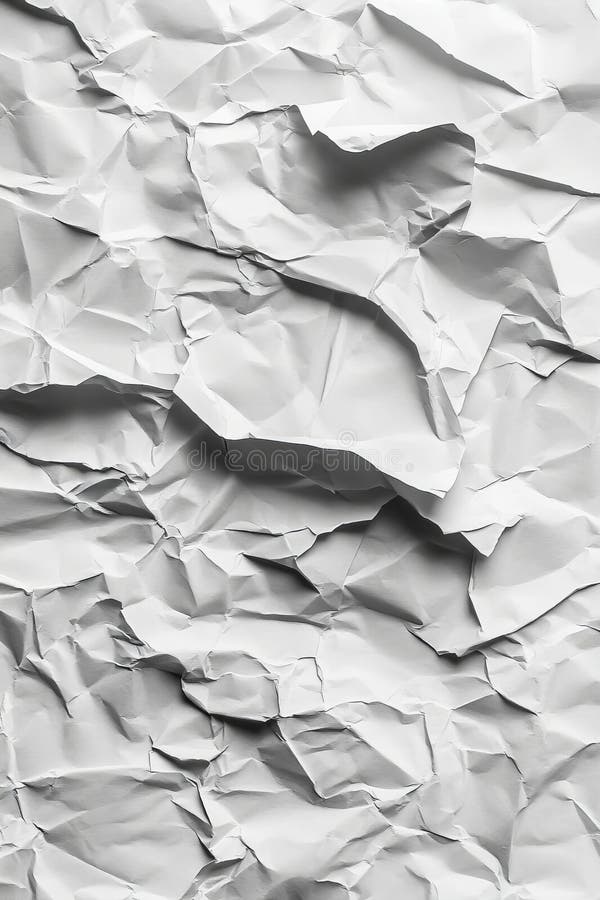 Abstract White Crumpled Paper Texture Background, Full Frame Close Up ...