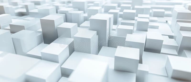 Abstract White Cube Algorithm 3D Structure in Virtual Space Stock ...