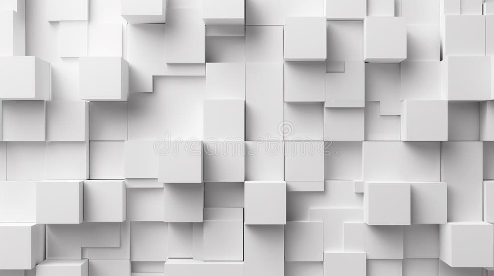 Abstract White Cube Background Texture 3D Geometric Pattern AI ...