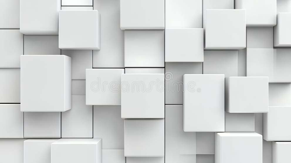 Abstract White Cube Pattern Stock Illustration - Illustration of wall ...