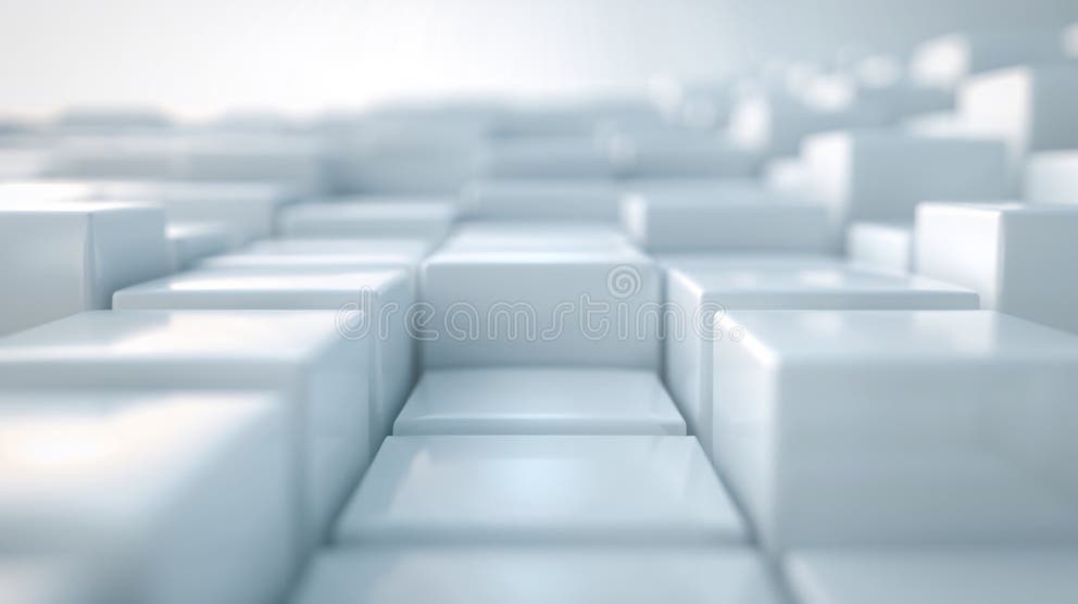 Abstract White Cubes Pattern: Minimalistic Geometric Background in Soft ...
