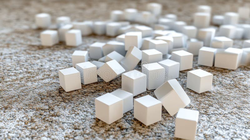 Abstract White Cubes Scattered on Textured Surface White Cubes ...