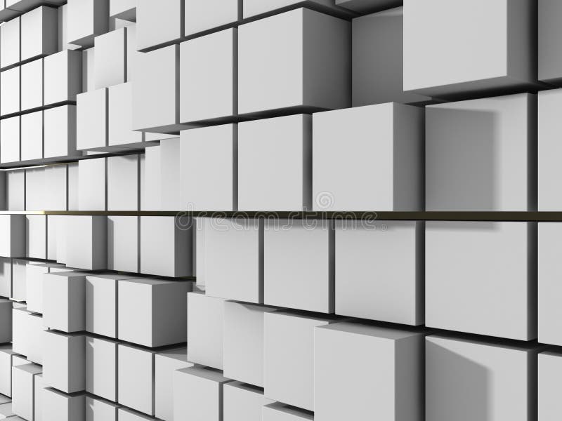 Abstract White Cubes Wall Background Stock Illustration - Illustration ...
