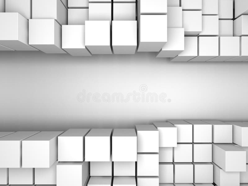Abstract White Cubes Wall Background Stock Illustration - Illustration ...