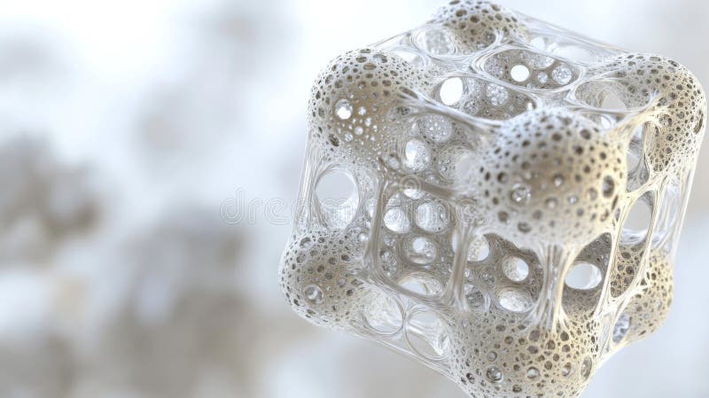 Abstract White Cubic Structure with Intricate Porous Details Stock ...
