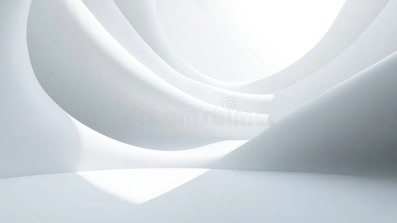 Abstract White Curved Architectural Structure Minimalist Design Smooth ...