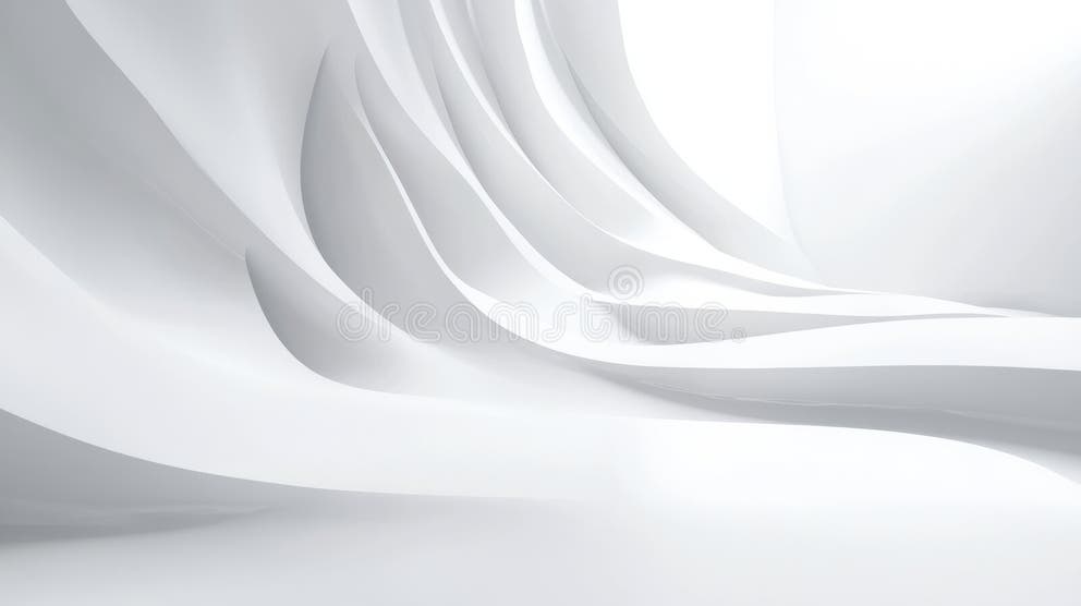 Abstract White Curved Surfaces Creating a Swirling Minimalist Dynamic ...