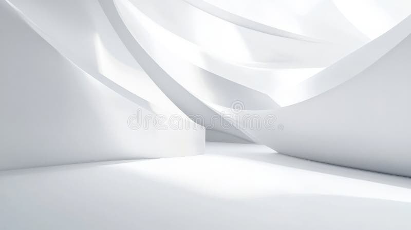 Abstract White Curves Interior Architectural Design with Light and ...