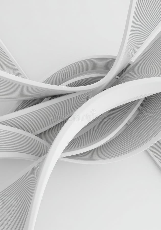 Abstract White Curves and Lines 3D Render Stock Illustration ...