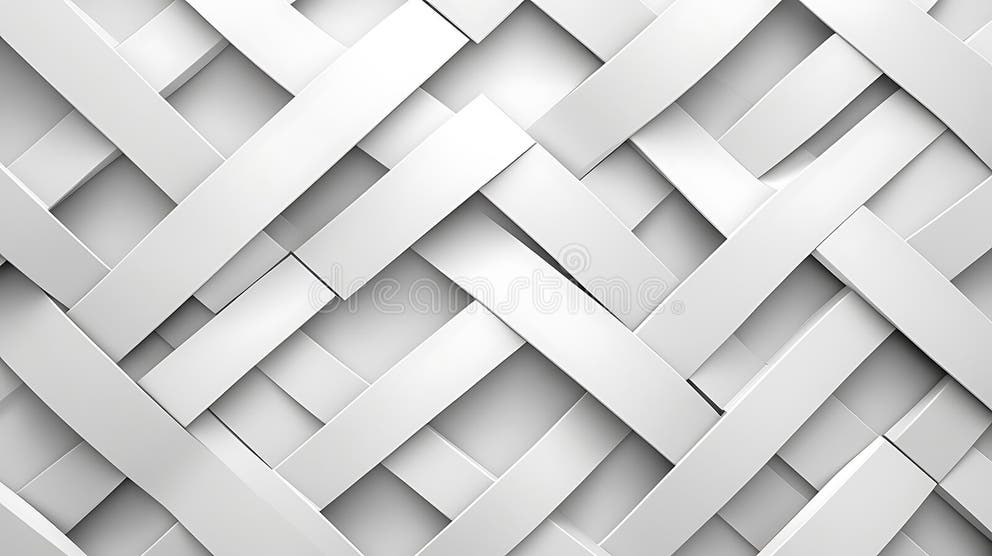 Abstract White 3d Geometric Pattern Woven Strips Interlocking Squares ...