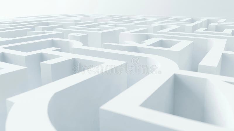 Abstract White 3D Maze Design. Intricate Geometric Pattern Creates ...