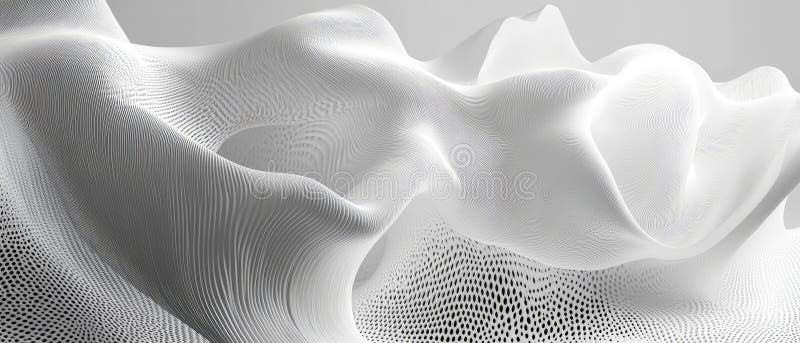Abstract White 3D Mesh Background with Flowing, Wavy Surface Stock ...