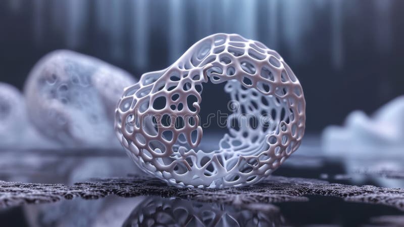 Abstract White 3D Mesh Sculpture on Reflective Surface Stock Image ...