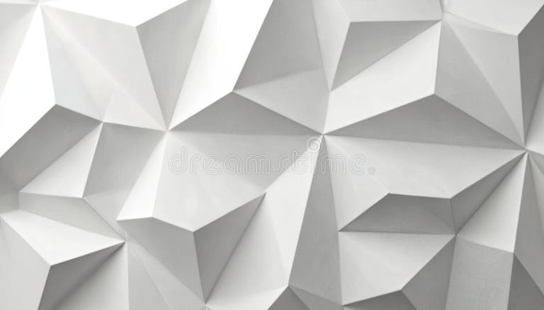 Abstract White 3D Origami Texture Features Faceted Triangular Geometric ...