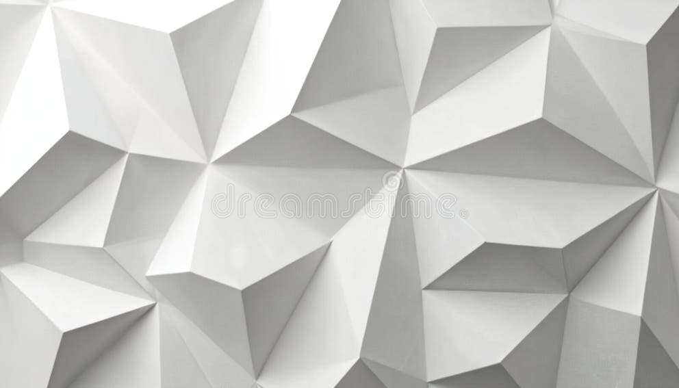 Abstract White 3D Origami Texture Features Faceted Triangular Geometric ...