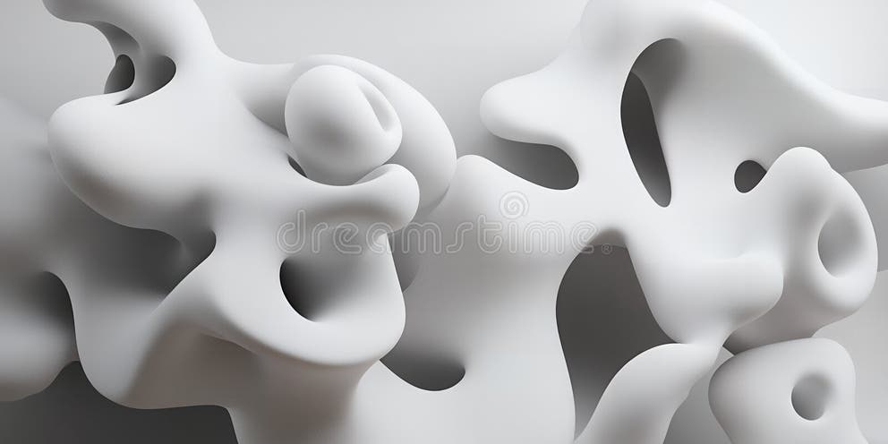 Abstract White 3D Render Organic Shapes Fluid Forms Modern Minimalist ...