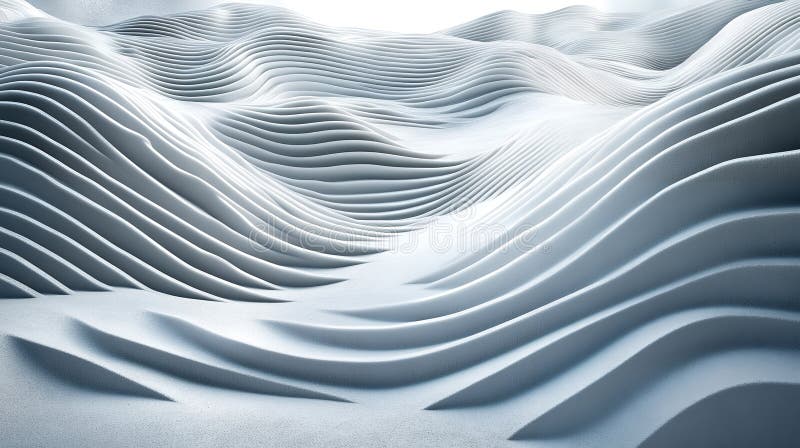 Abstract White 3D Rendered Wavy Landscape Architectural Design ...