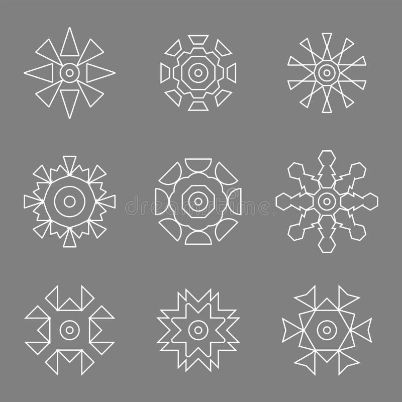 Abstract White Design Line Icon Logos Set Stock Vector - Illustration ...