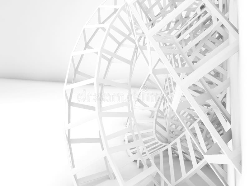 Abstract White Digital Background, 3d Wire Shape Stock Illustration ...