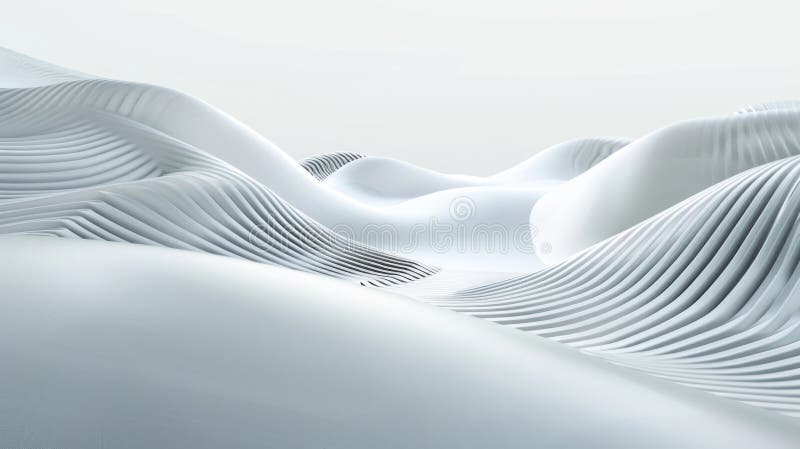 Abstract White Digital 3D Wave Structure on Clean Background Stock ...