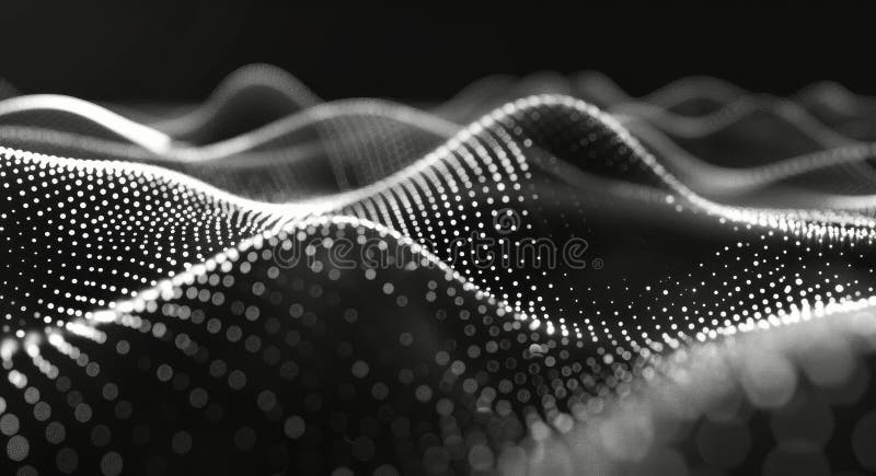 Abstract White Dotted Wave Pattern on Black Background Stock Photo ...
