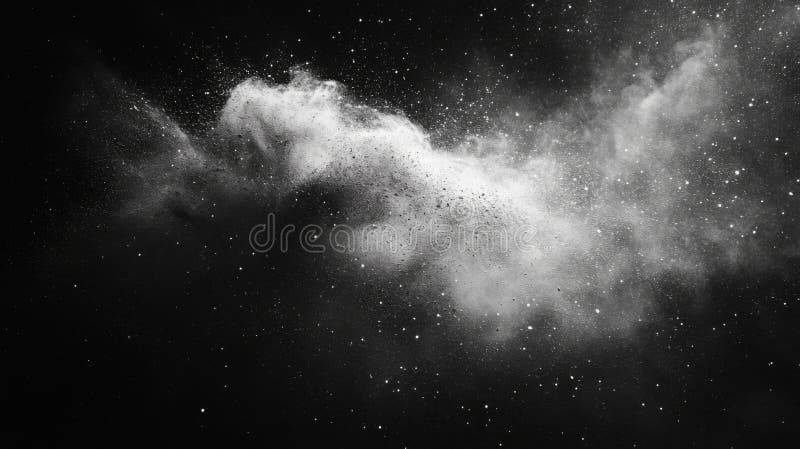 Abstract White Dust Explosion on a Black Background Stock Illustration ...