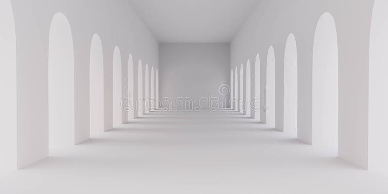 Abstract White Empty Blank Studio Building Interior 3d Render ...