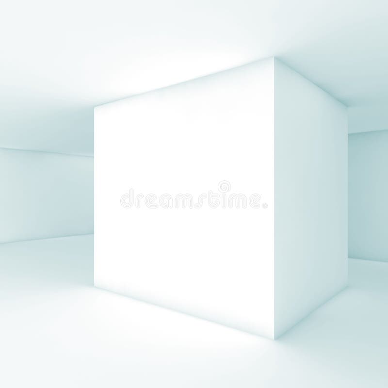 Abstract White Empty Interior with Cubic Column 3d Stock Illustration ...