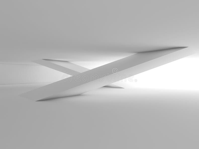 Abstract White Empty Interior, 3d Inclined Columns Stock Illustration ...