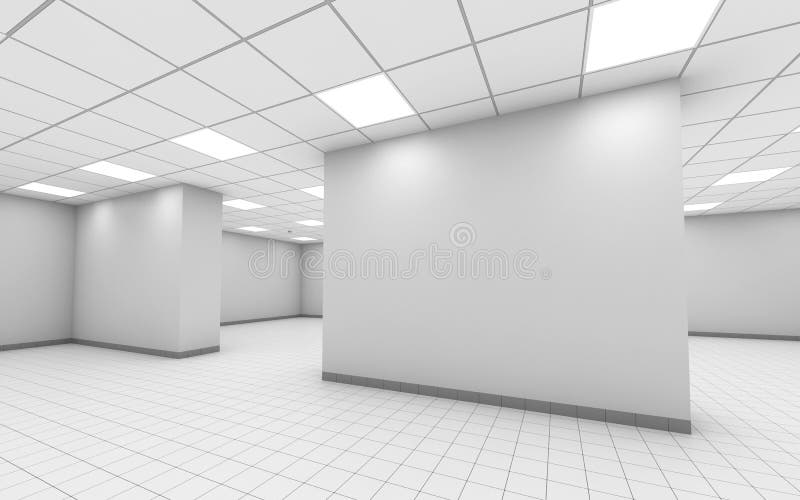 Abstract White Empty Office Interior with Column Stock Illustration ...