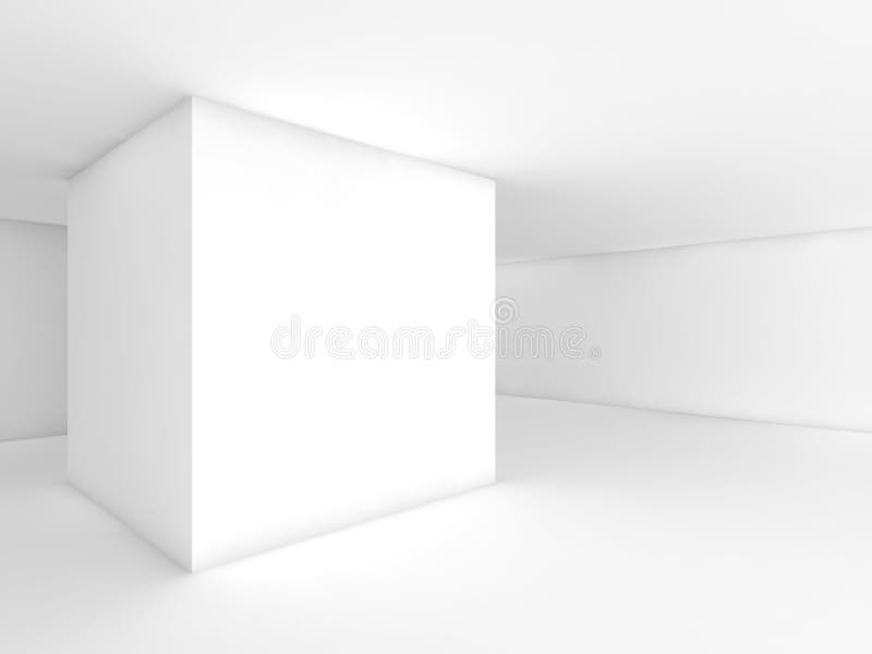 Abstract White Empty Room, Cube Column Stock Illustration ...