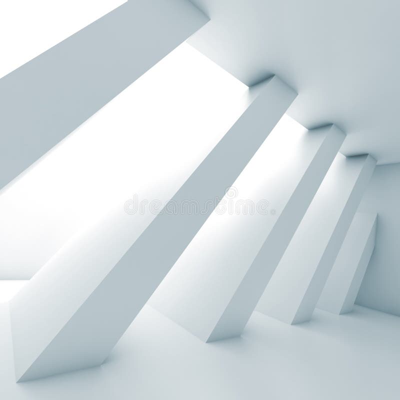 Abstract White Empty Room, Diagonal Columns 3d Stock Illustration ...