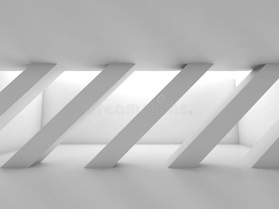 Abstract White Empty Room with Diagonal Columns Stock Illustration ...