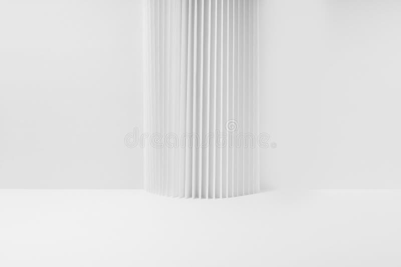 Abstract White Empty Stage with Striped Column As Geometric Decor ...