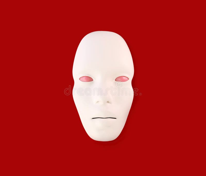 Abstract White Face Mask in Red Surface Stock Illustration ...