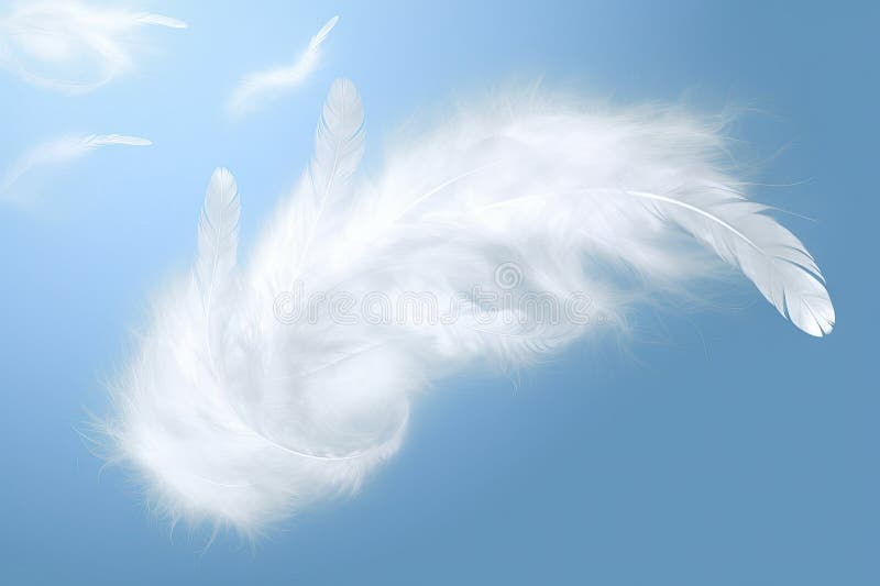 Abstract White Feathers Flying in the Sky. Feather Floating in Heavenly ...