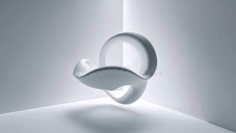 Abstract White Floating Organic Shape on Empty Background Stock Photo ...