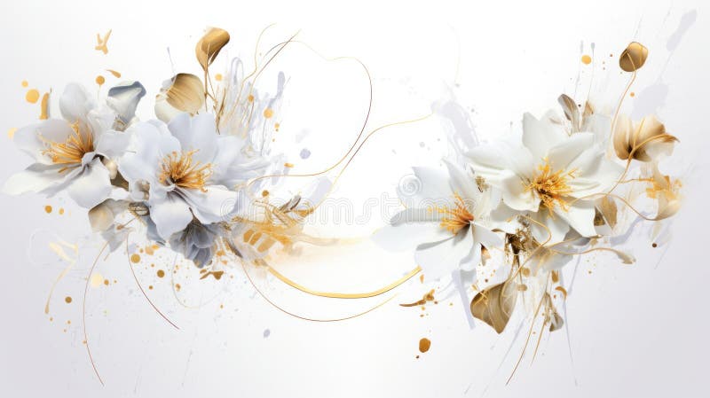Abstract White Flowers, Modern Design Stock Illustration - Illustration ...