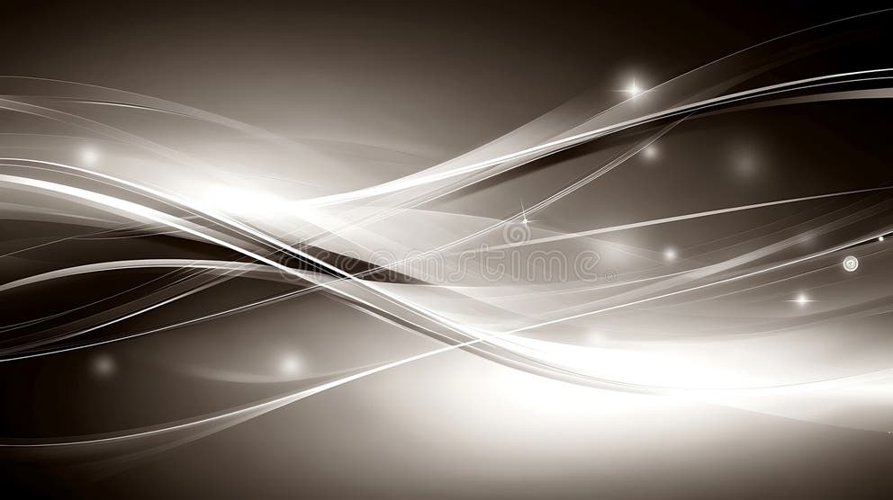 Abstract White Flowing Lines with Radiant Light and Dark Background ...